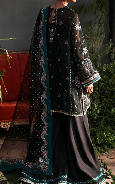 Afrozeh Black Net Suit | Pakistani Embroidered Chiffon Dresses USA