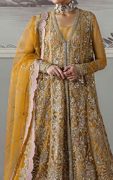 Akbar Aslam Orange Net Suit | Pakistani Embroidered Chiffon Dresses USA