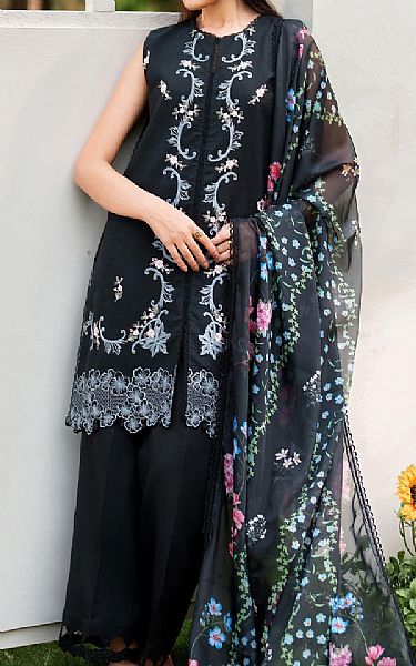 Asifa N Nabeel Black Cambric Suit | Pakistani Lawn Dress in USA