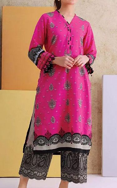 Edenrobe Shocking Pink Khaddar Suit 2Pcs | Pakistani Winter Dresses