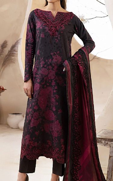 Iznik Black/Magenta Viscose Suit | Pakistani Winter Dresses