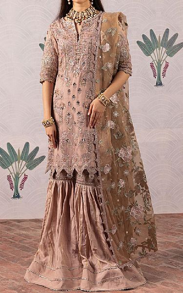 Iznik Brandy Rose Chiffon Suit | Pakistani Embroidered Chiffon Dresses