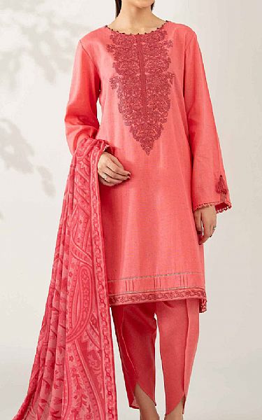 Nishat Salmon Pink Multi Neps Suit | Pakistani Winter Dresses in USA