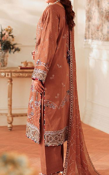 Ramsha Orange Salmon Raw Silk Suit | Pakistani Embroidered Chiffon ...